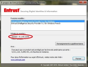 Vérifier la version d'Entrust® ESP - Notarius Support