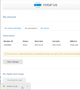 How to download your personalized electronic seal image - Notarius Support