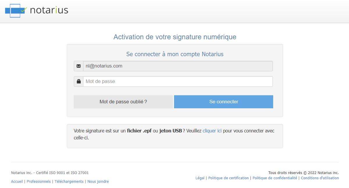 Je veux activer ma signature numérique - CertifiO Cloud - Notarius Support