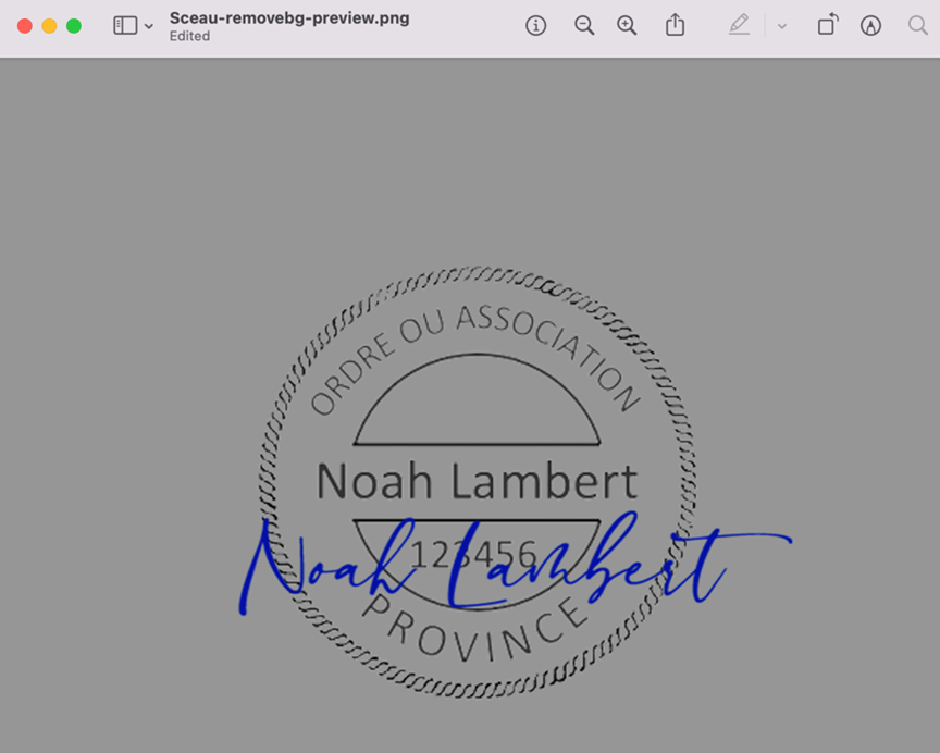 J’aimerais ajouter l’image de ma signature par-dessus mon image de ...