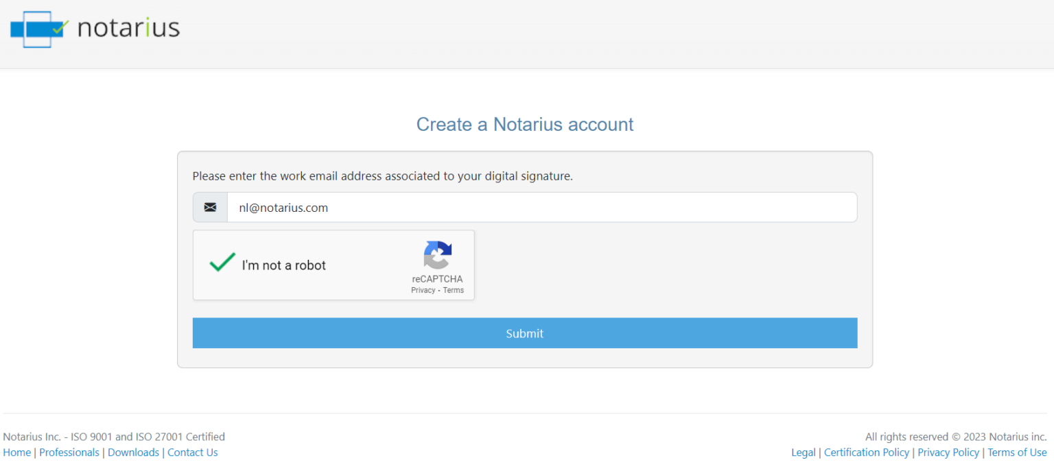 Creating a Notarius Account - Notarius Support
