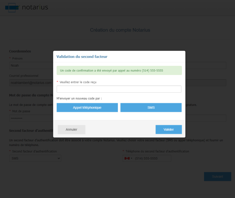 Création de votre compte Notarius - Notarius Support
